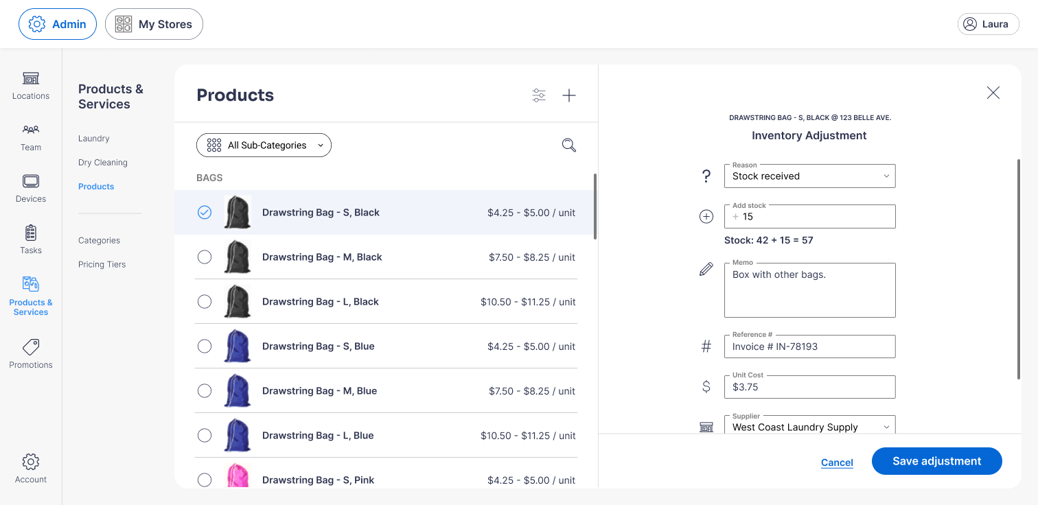 Laundromat Inventory Management Software | Cents